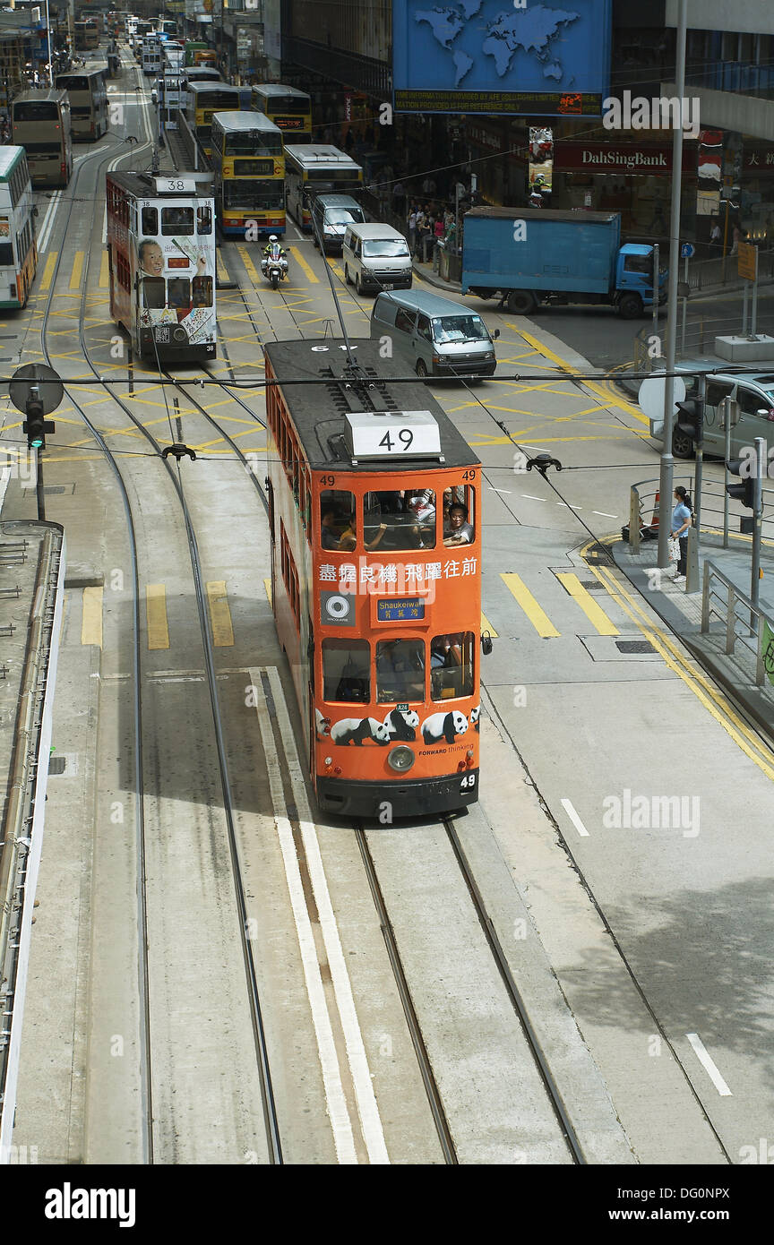 Bus on street, central Hong Kong, China Stock Photo - Alamy