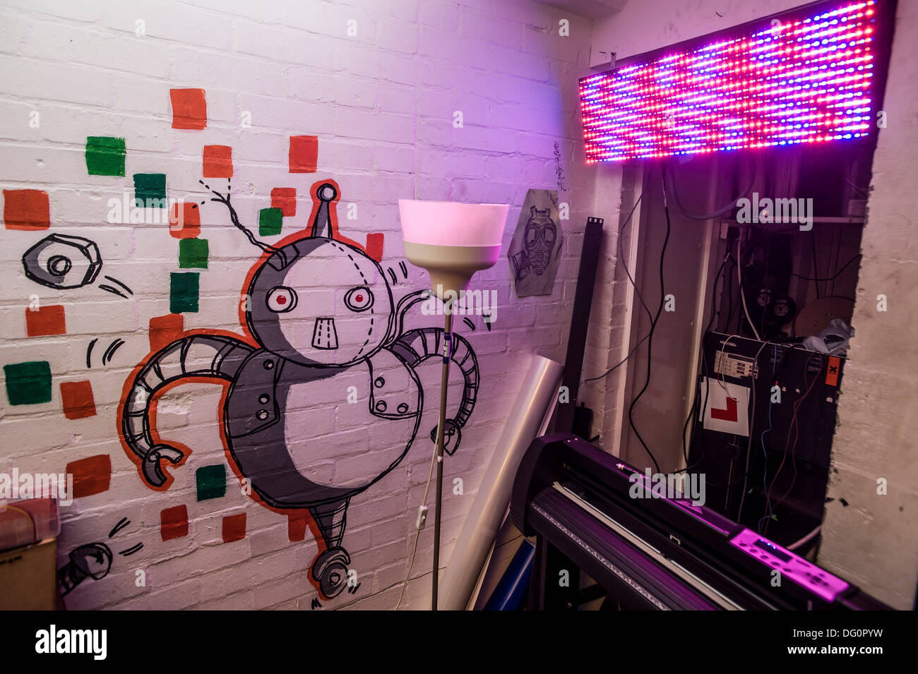 Arduino sign reads The Hackspace London Hack space Shoreditch Ec2 a non ...