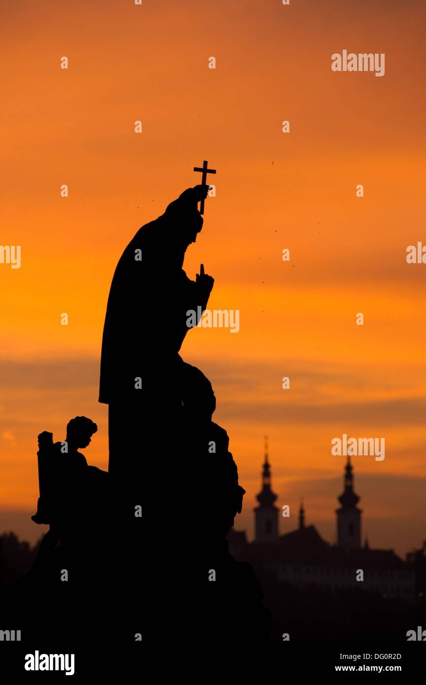 View of the St. Francis Xavier stone sculpture on the Charles Bridge in ...