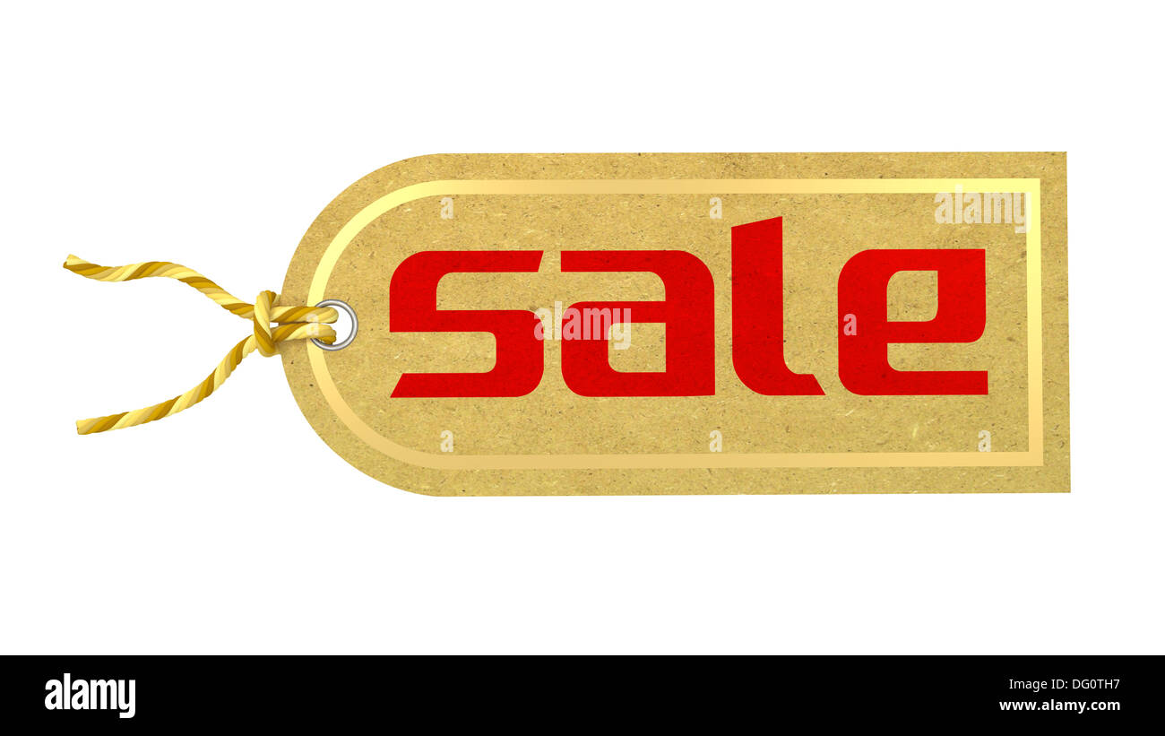 SALE Tag Printed on a Classic Paper with Golden Border (Isolated Stock ...
