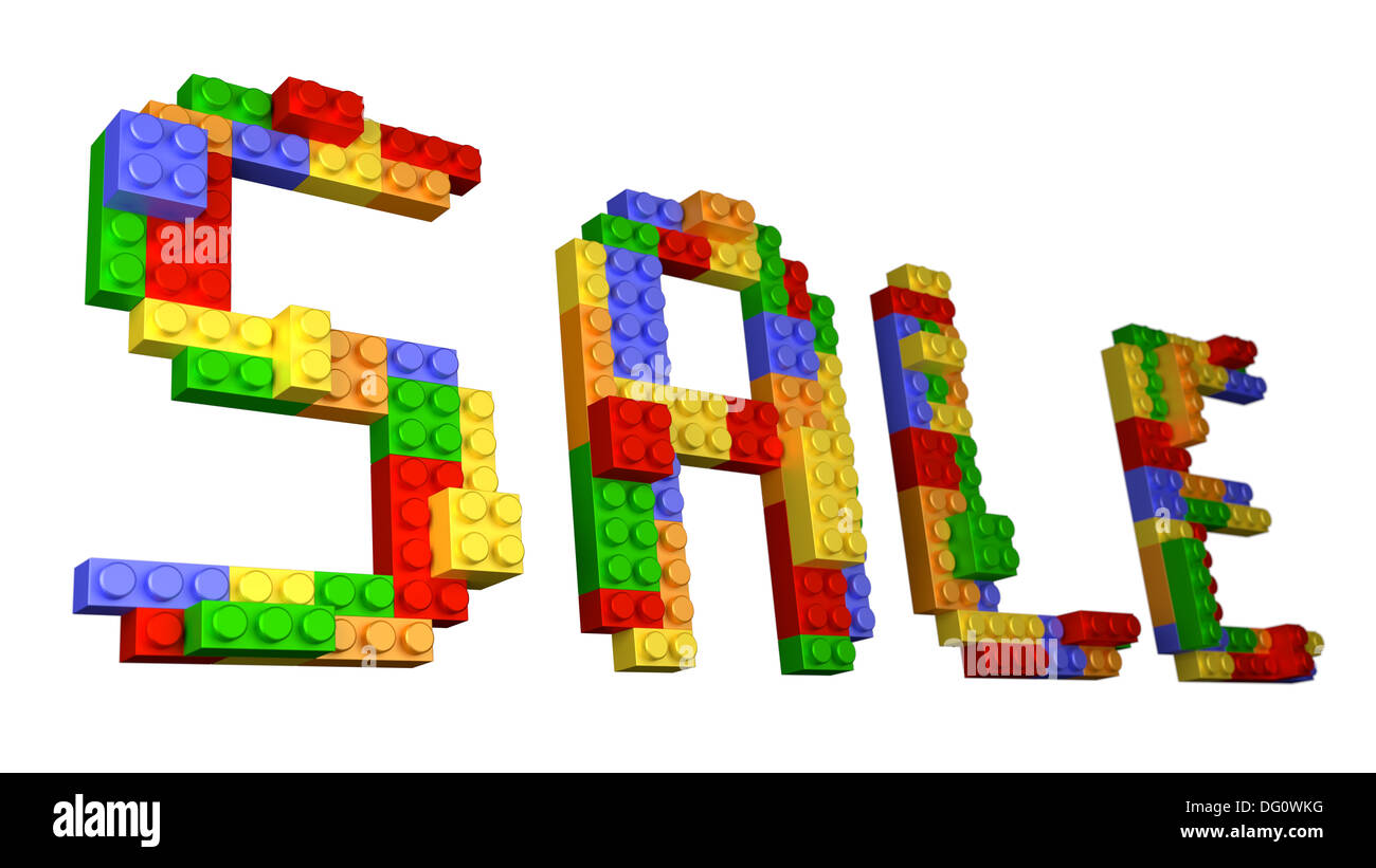 SALE - Straight Wording Constructed from Glossy Bricks in Isolated ...