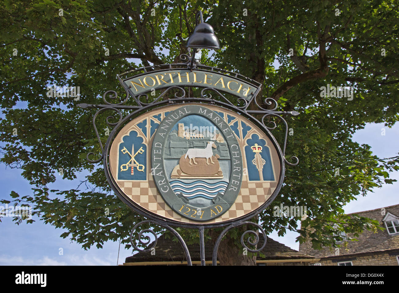 Northleach town sign Stock Photo - Alamy