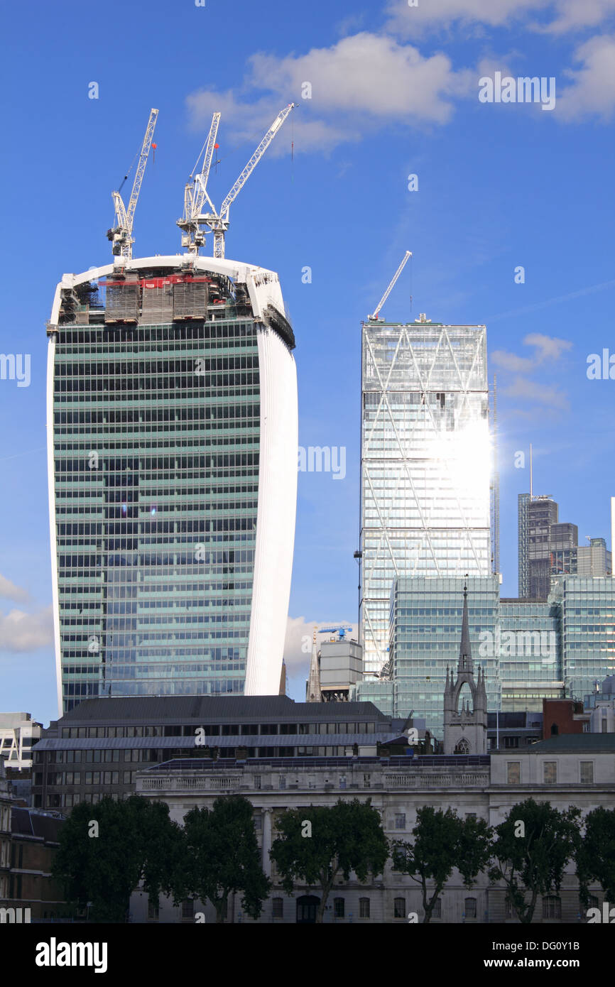 The Walkie-Talkie and Cheese Grater modern buildings on the City ...