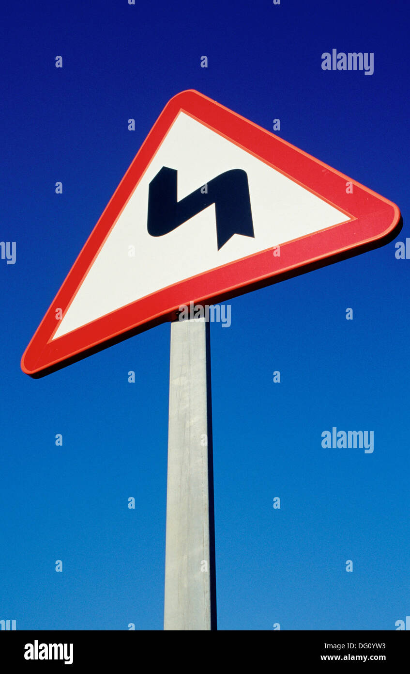 Double bend ahead left first hi-res stock photography and images - Alamy