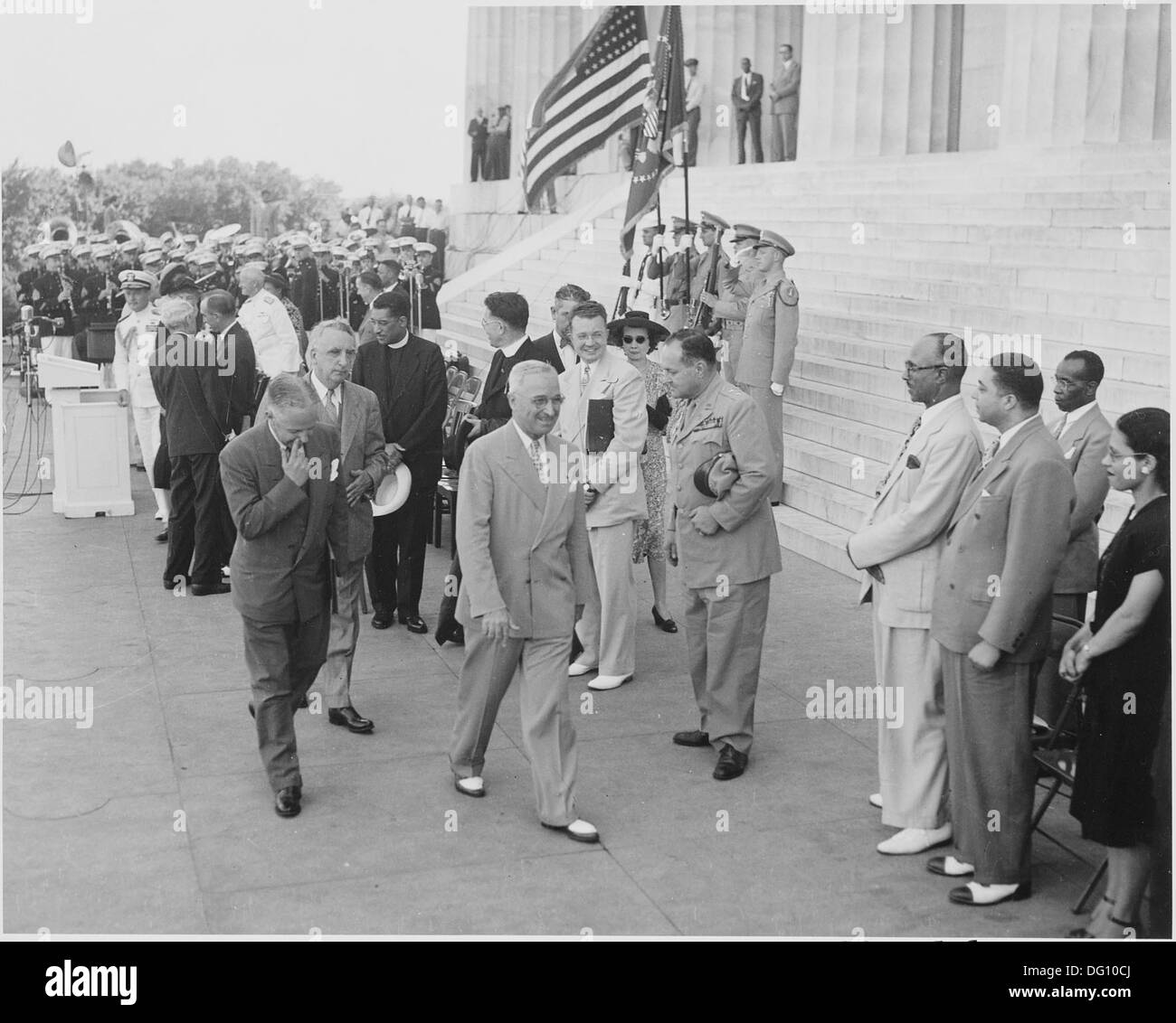 President Harry S. Truman is seen addressing the closing session of the ...