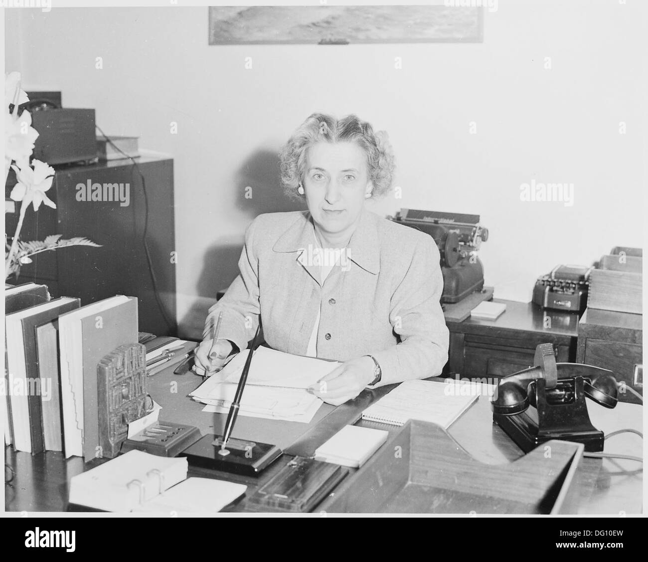 A photograph of Rose Conway, President Truman's secretary, working at ...