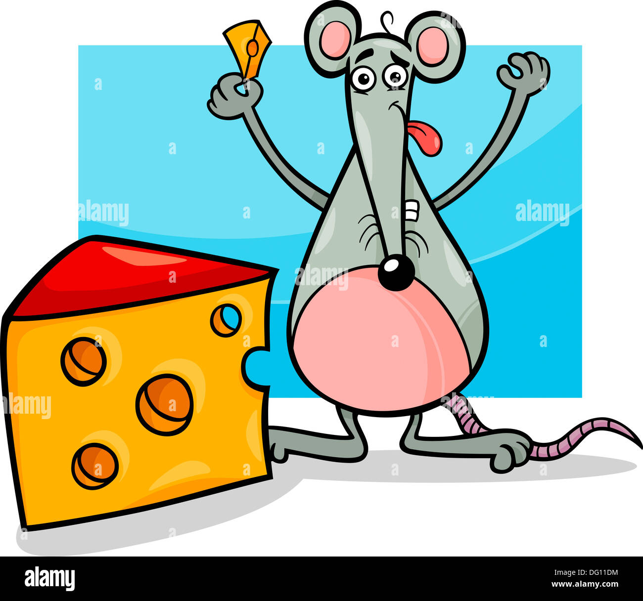 Cartoon Illustration of Cute Mouse or Rat Rodent with Cheese Stock ...