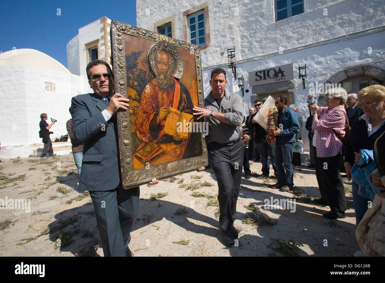 europe, greece, dodecanese, patmos island, chora, orthodox easter time ...