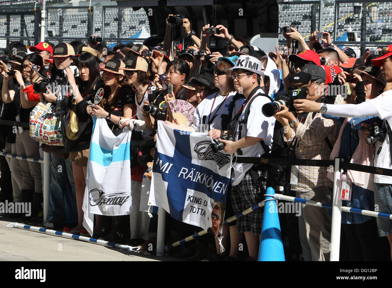 Suzuka, Japan. 11th October 2013. Japanese Formula One fans during the ...