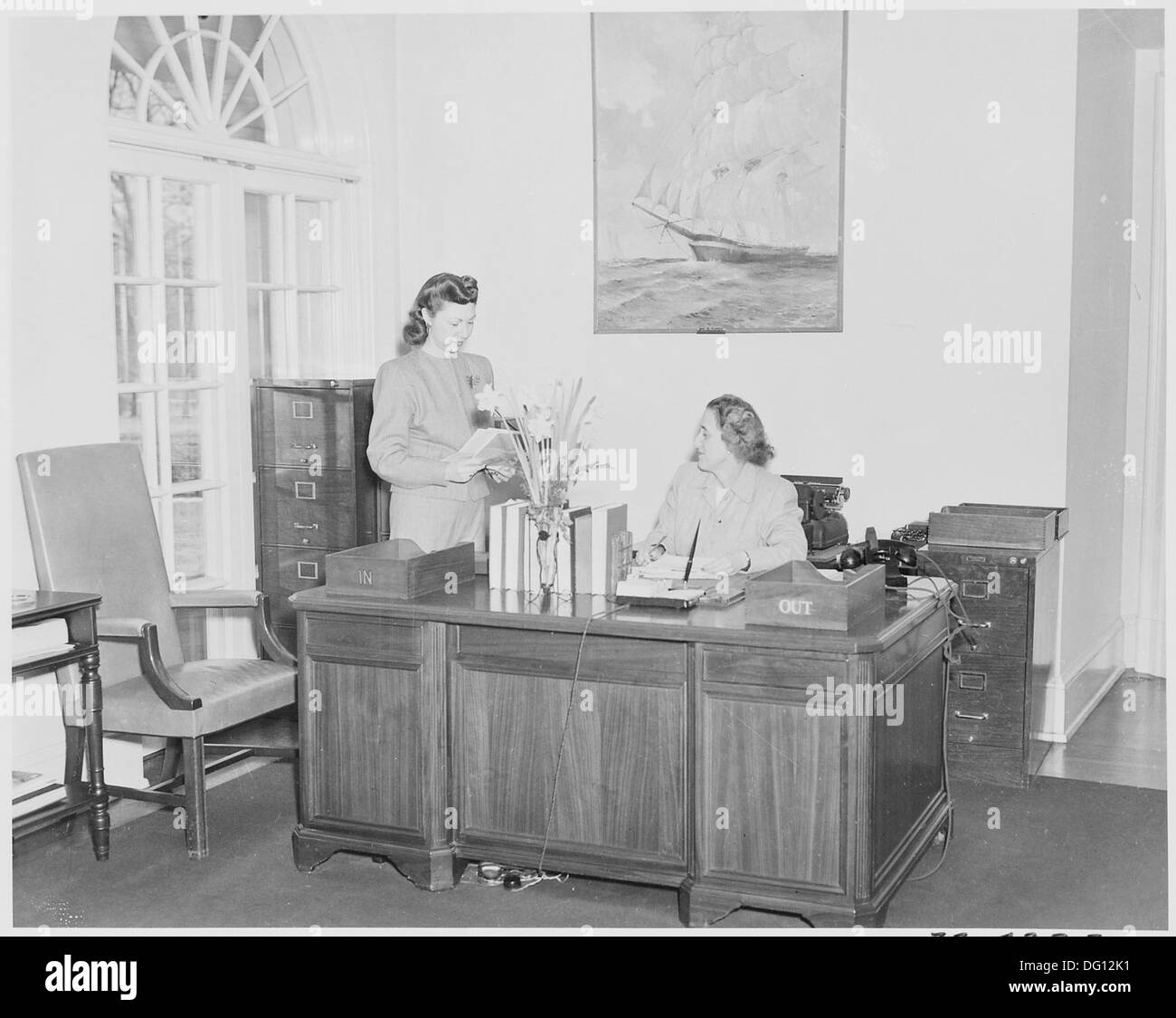 This photograph shows Rose Conway, President Truman's secretary, at her ...