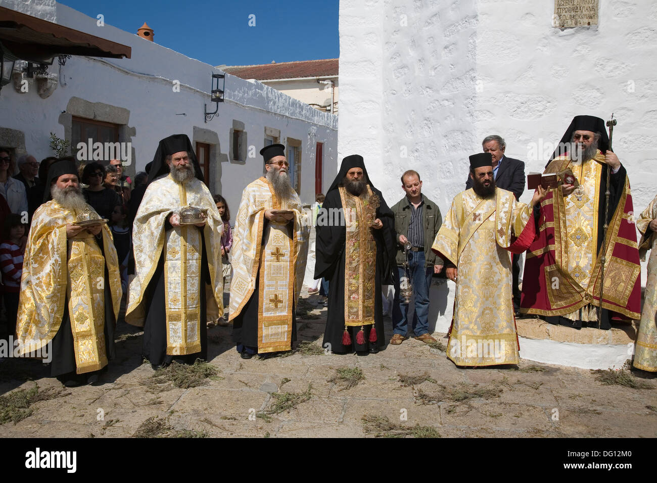 europe, greece, dodecanese, patmos island, chora, orthodox easter time ...