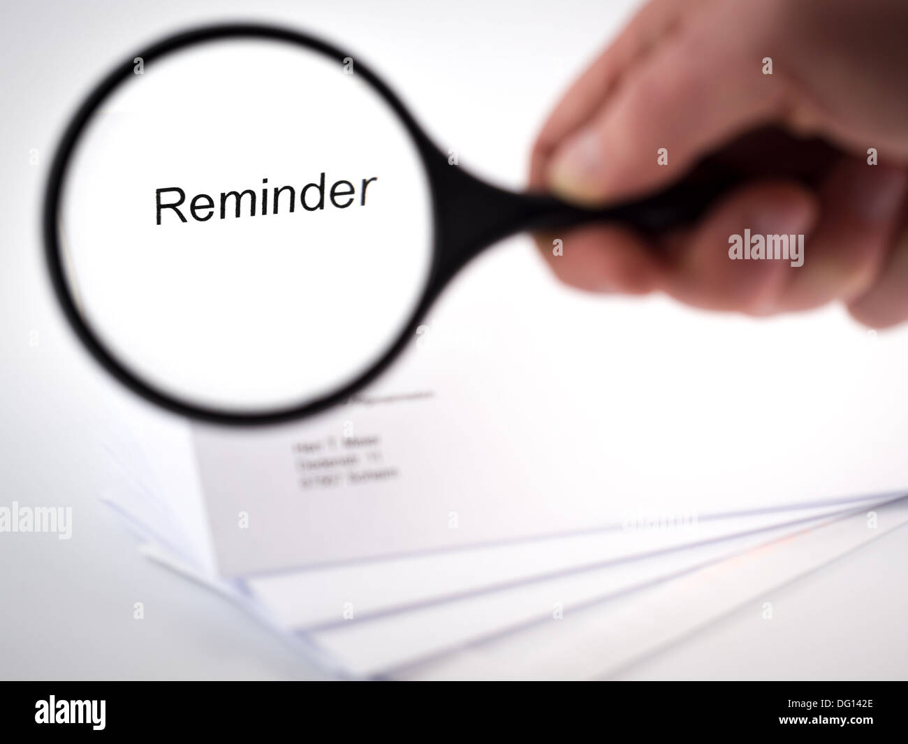 Cover letter with the word Reminder in the letterhead Stock Photo - Alamy