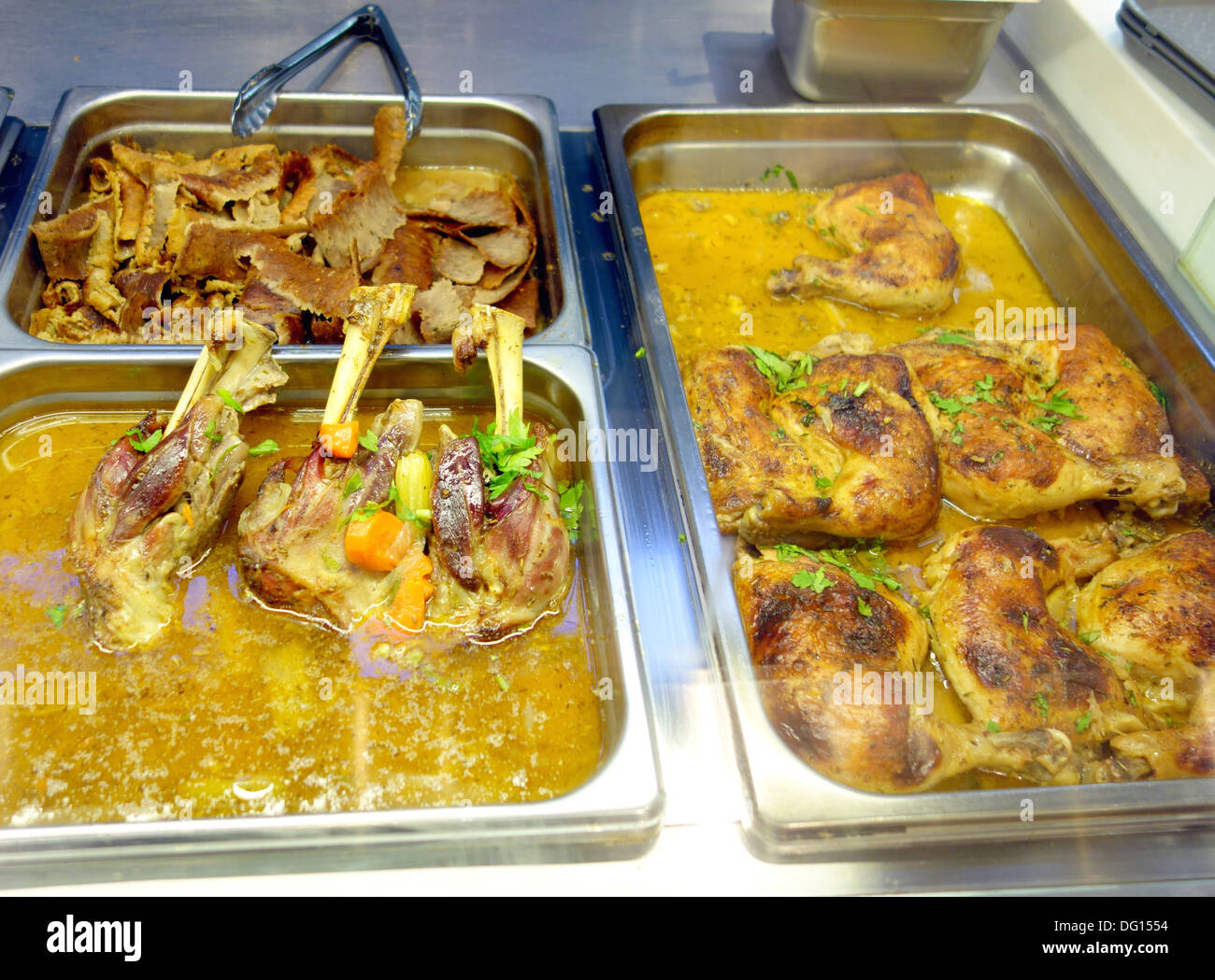 Greek food on display at a food court in Toronto, Canada Stock Photo ...