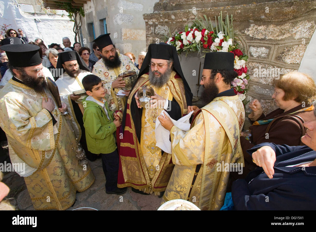 europe, greece, dodecanese, patmos island, chora, orthodox easter time ...