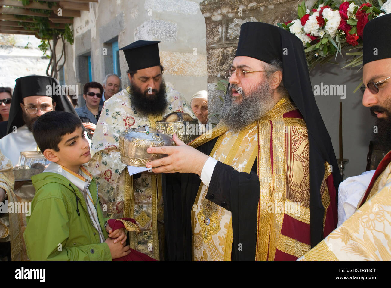 europe, greece, dodecanese, patmos island, chora, orthodox easter time ...