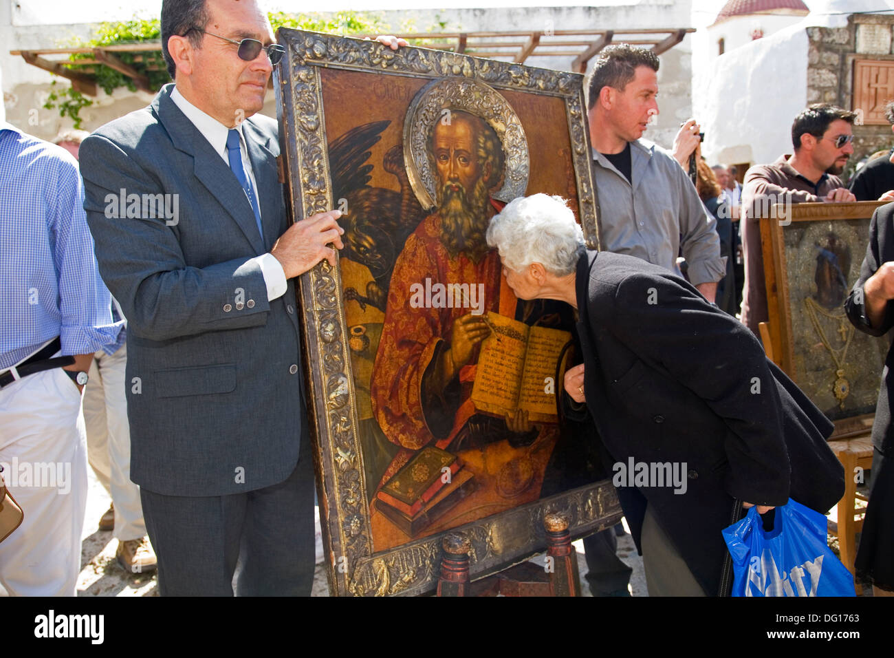 europe, greece, dodecanese, patmos island, chora, orthodox easter time ...