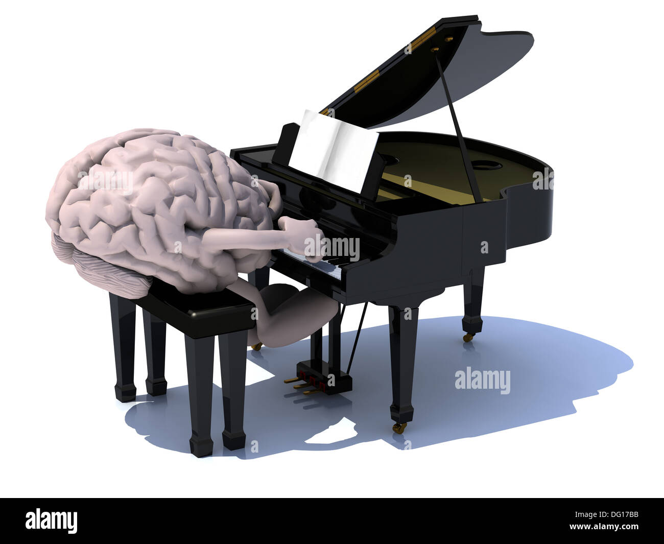 human brain with arms and legs playing a piano, 3d illustration Stock ...