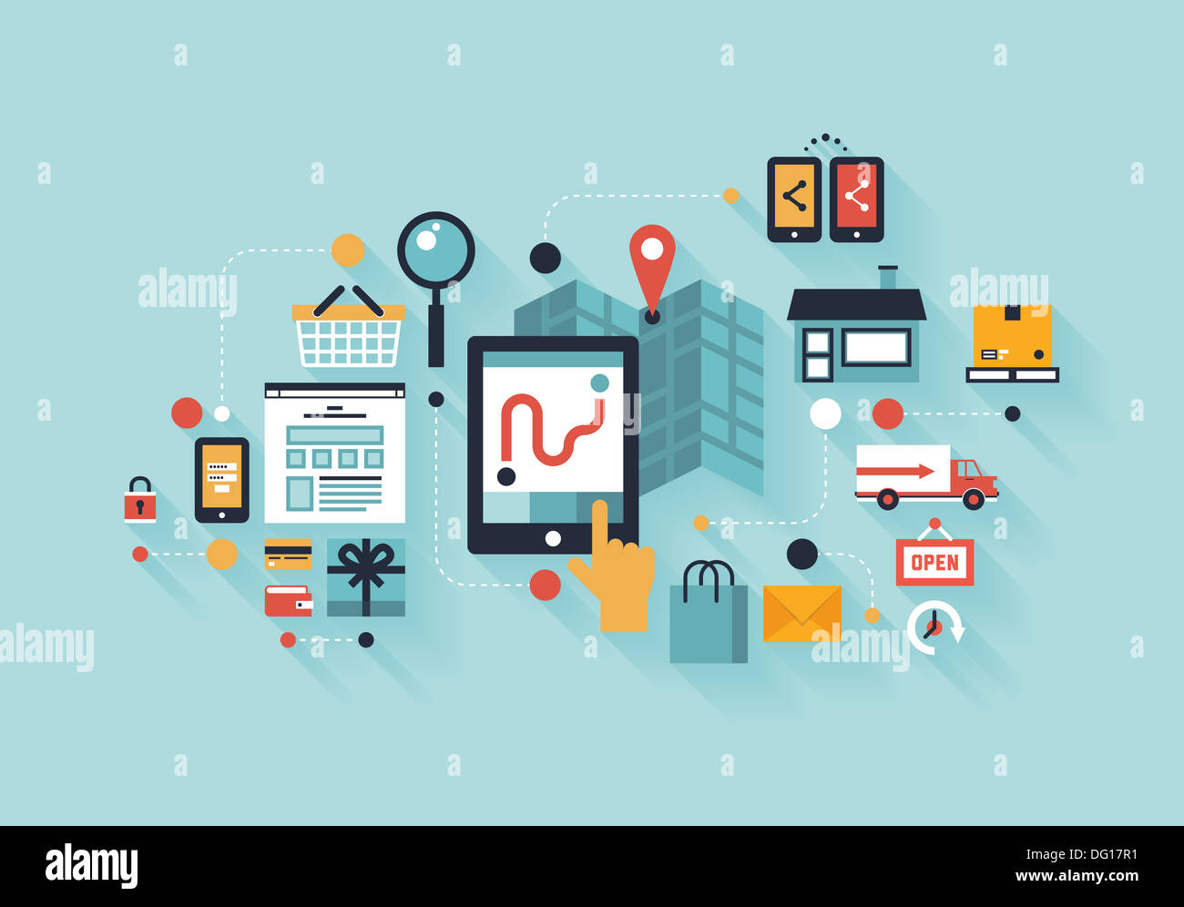 Flat design modern illustration concept of purchasing product via ...