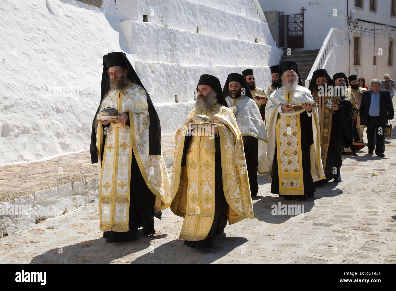 europe, greece, dodecanese, patmos island, chora, orthodox easter time ...