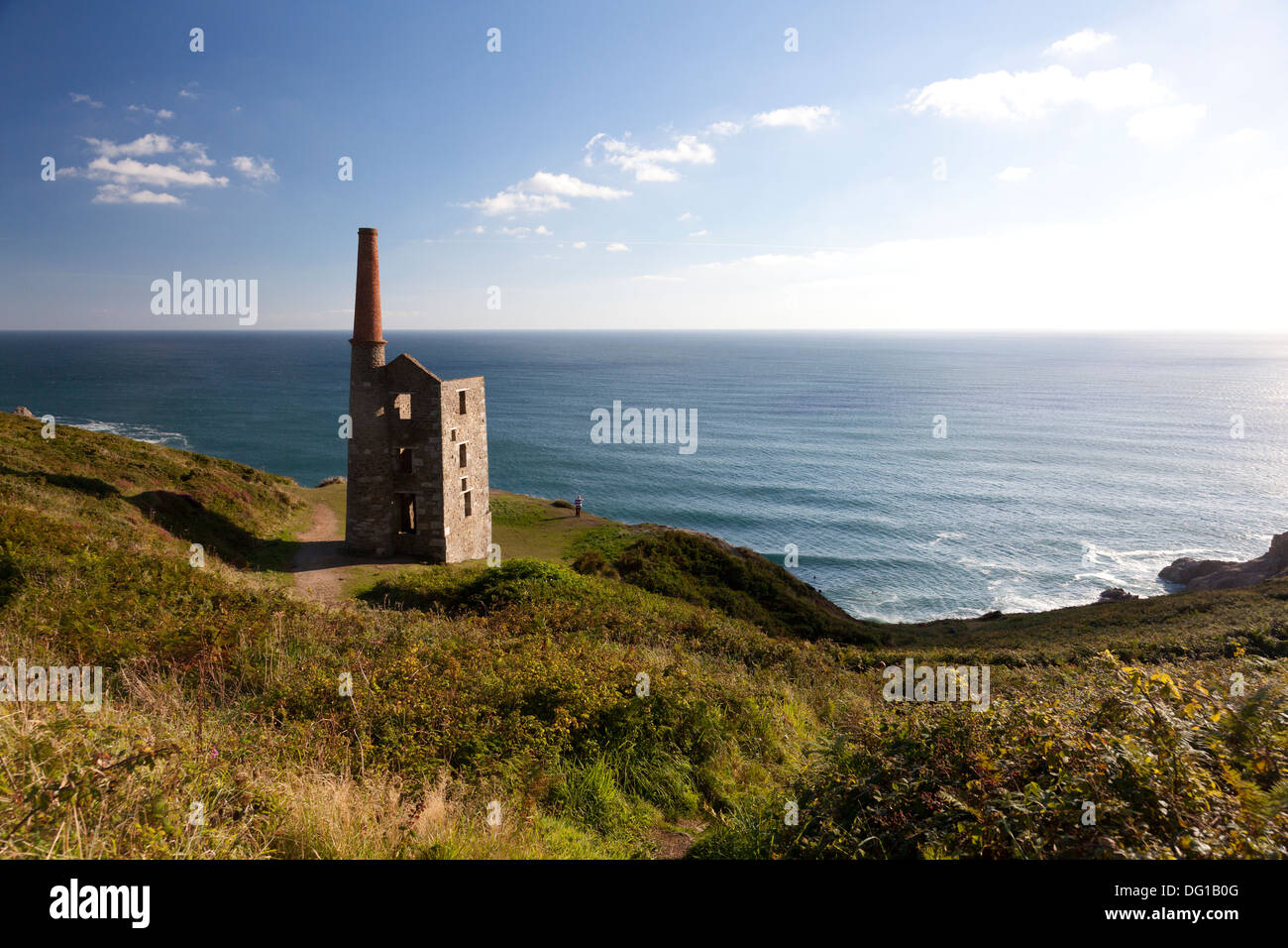 Ruins of Wheal Prosper mining engine house at Rinsey Head, Cornwall ...