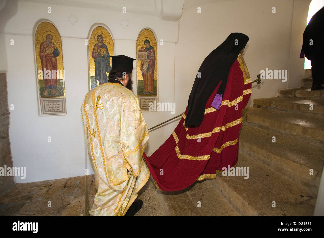 europe, greece, dodecanese, patmos island, chora, orthodox easter time ...