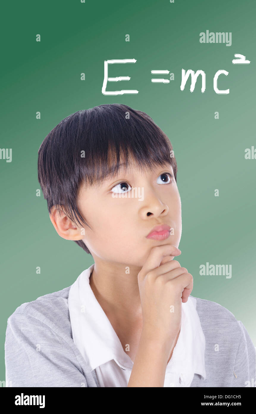 School boy is thinking the Relativity Stock Photo - Alamy