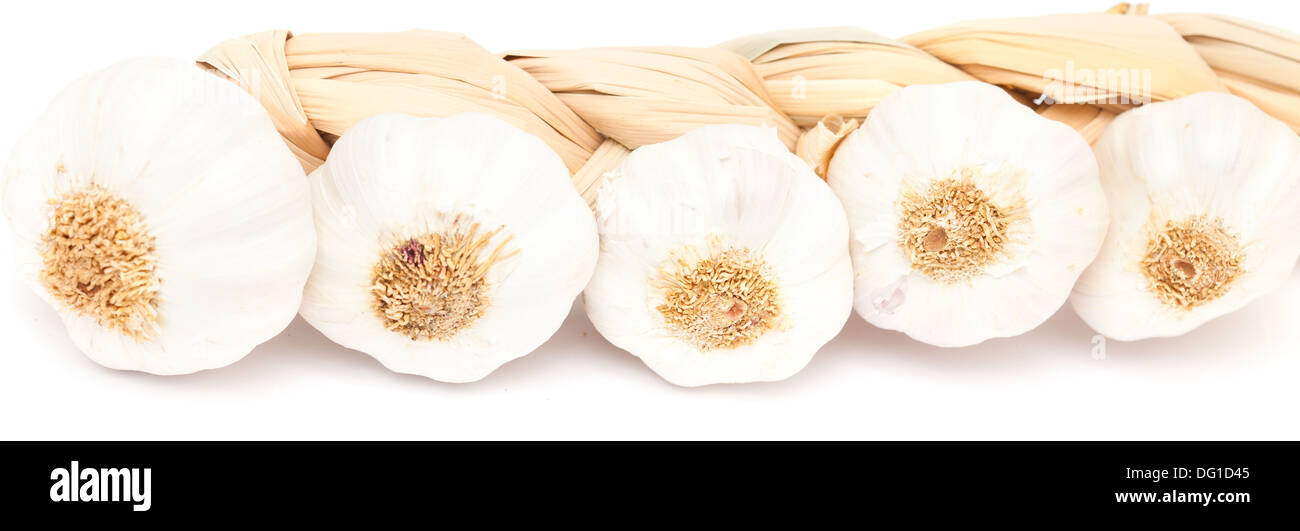 garlic plait isolated on white Stock Photo - Alamy