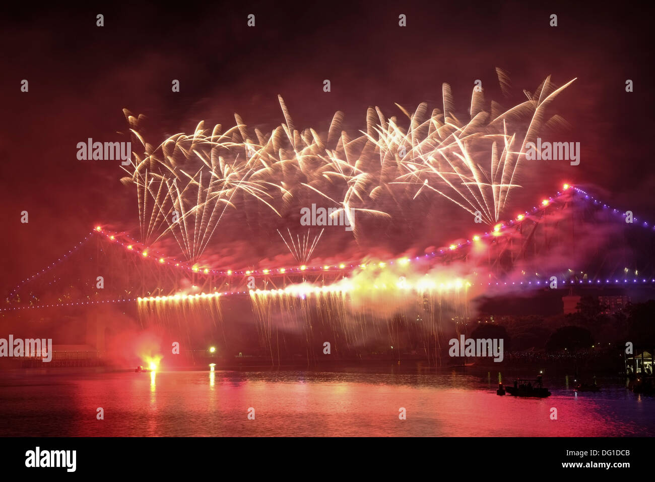 Fireworks display during Riverfire in Brisbane Stock Photo - Alamy
