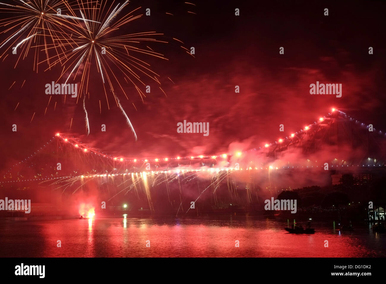 Fireworks display during Riverfire in Brisbane Stock Photo - Alamy