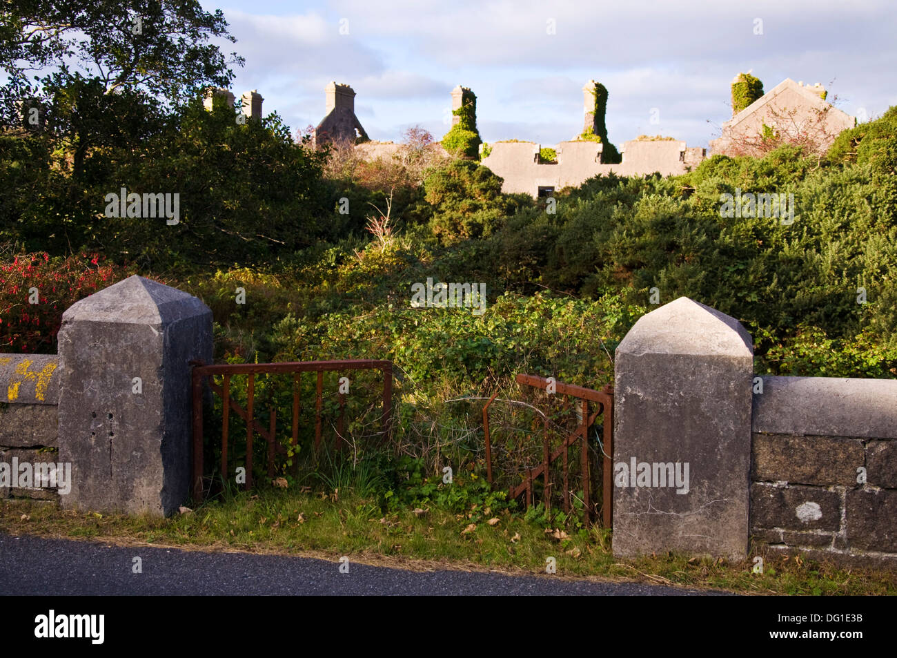 Rusting gate to old British army barracks now a ruin since war of ...