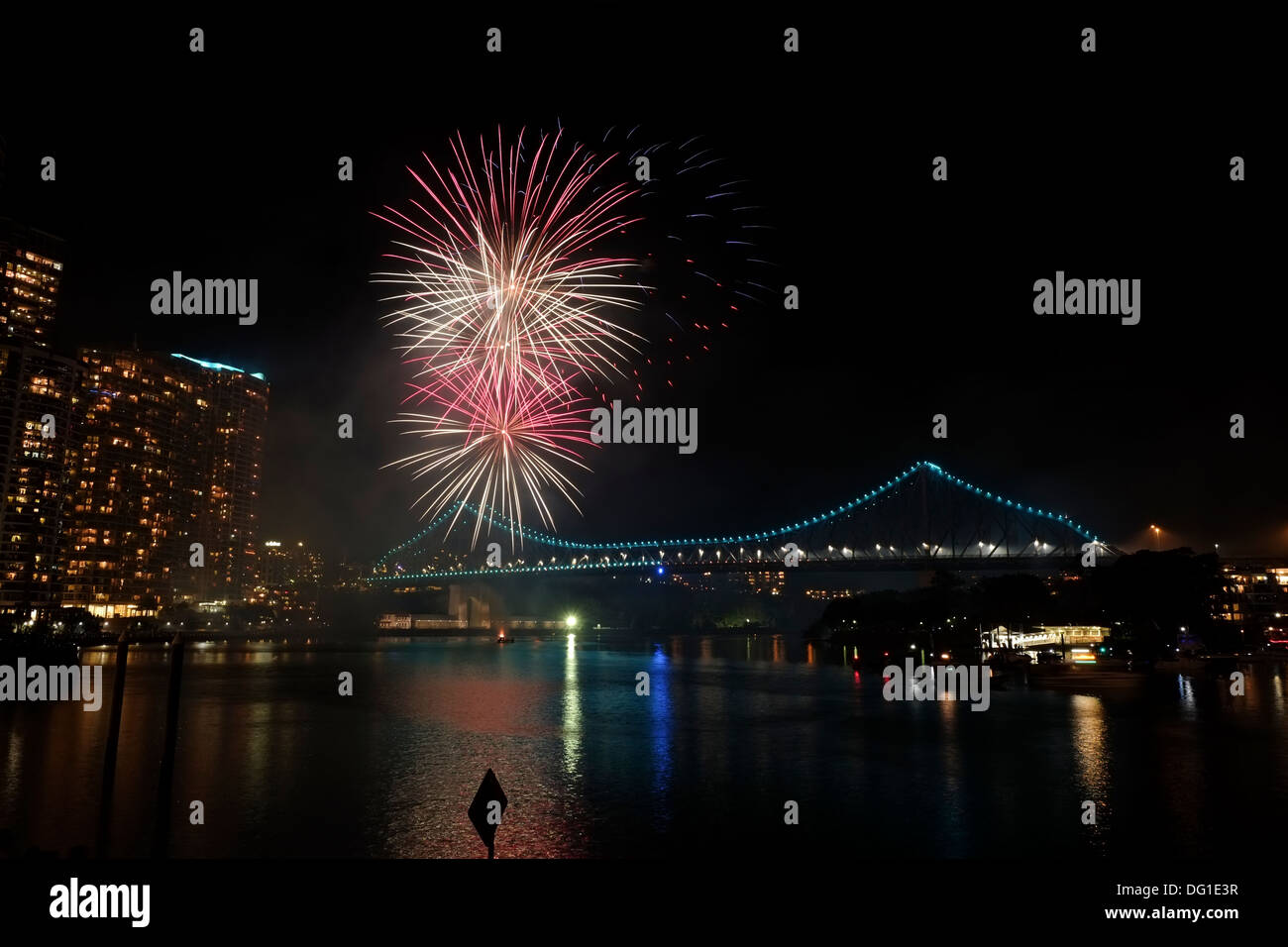 Fireworks display during Riverfire in Brisbane Stock Photo - Alamy