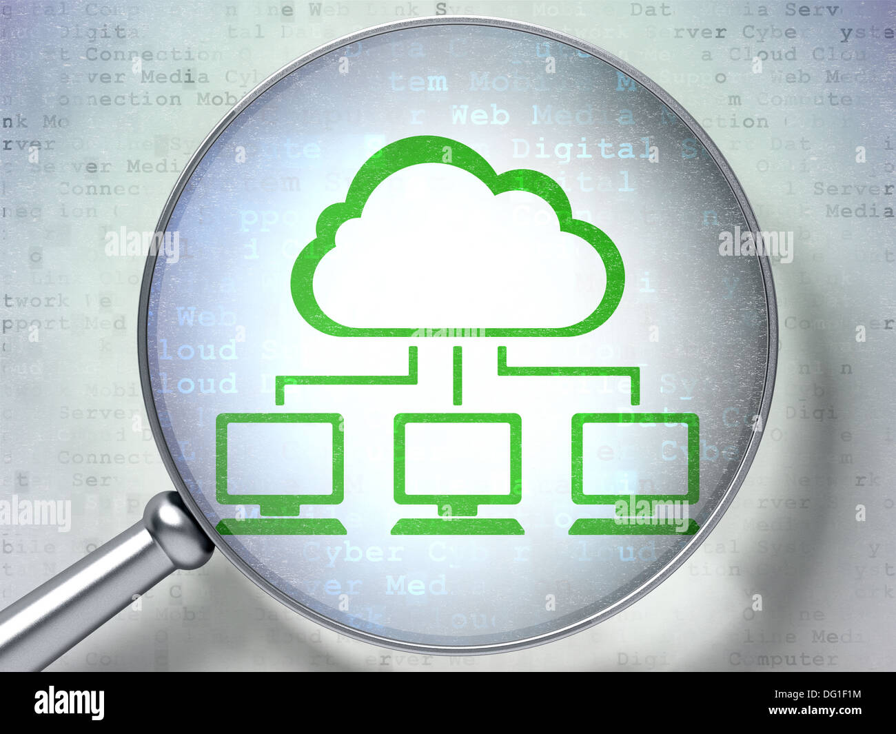 Cloud technology concept: Cloud Network with optical glass on d Stock ...
