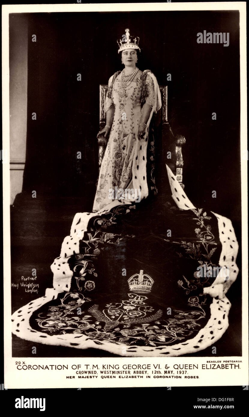Ak Coronation of T.M. King George VI. and Queen Elizabeth, Queen Mum ...