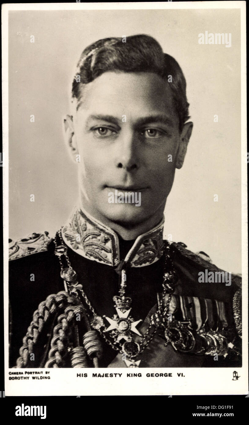 Ak His Majesty King George VI., Portrait, Uniform, Medals Stock Photo ...
