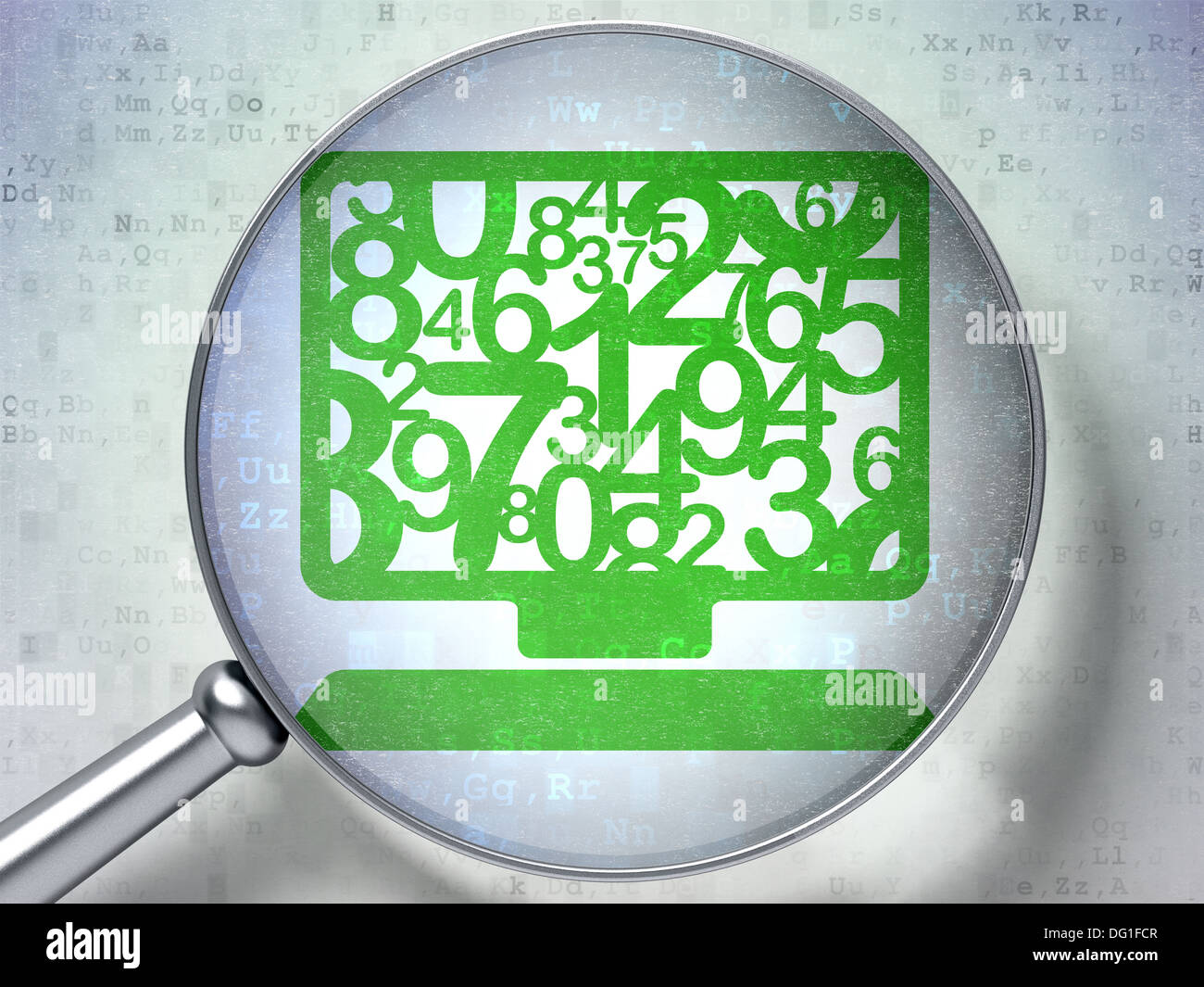 Education concept: Computer Pc with optical glass on digital ba Stock ...