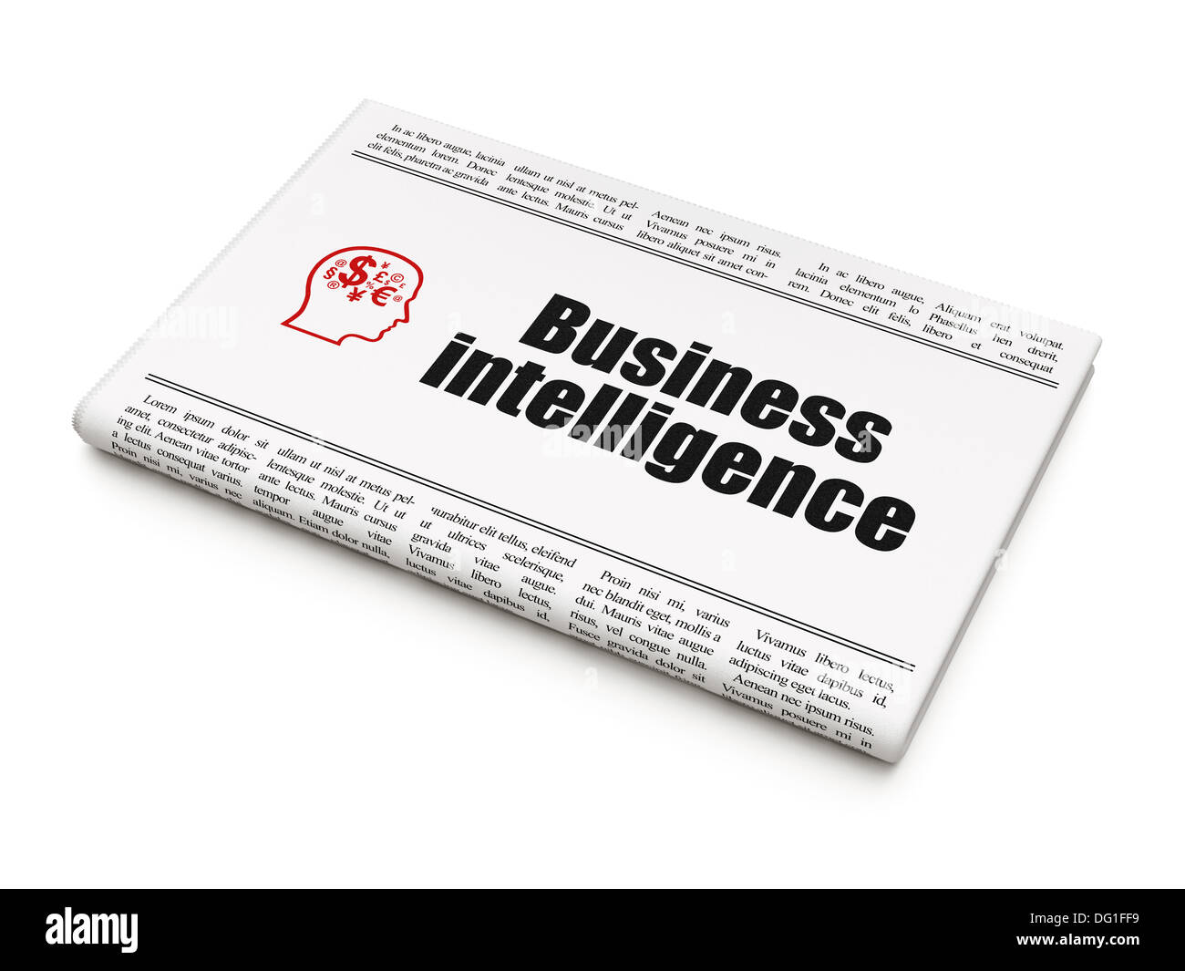 Finance news concept: newspaper with Business Intelligence and H Stock ...