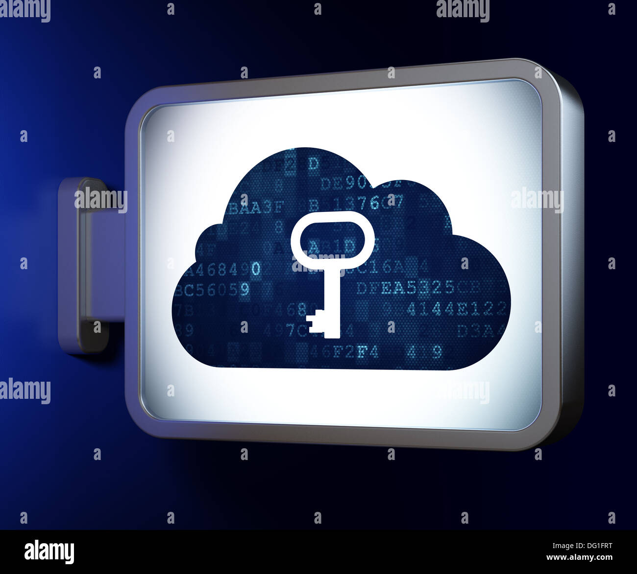 Cloud technology concept: Cloud With Key on billboard background Stock ...
