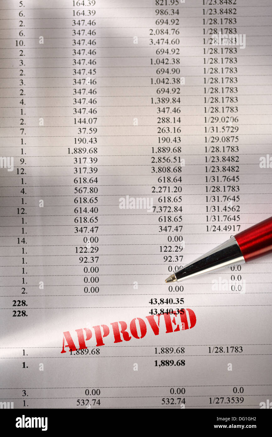 Approved operating budget and a pen Stock Photo - Alamy