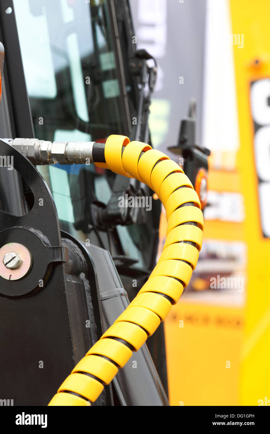 Hydraulic connections hoses of a machinery industrial detail Stock ...