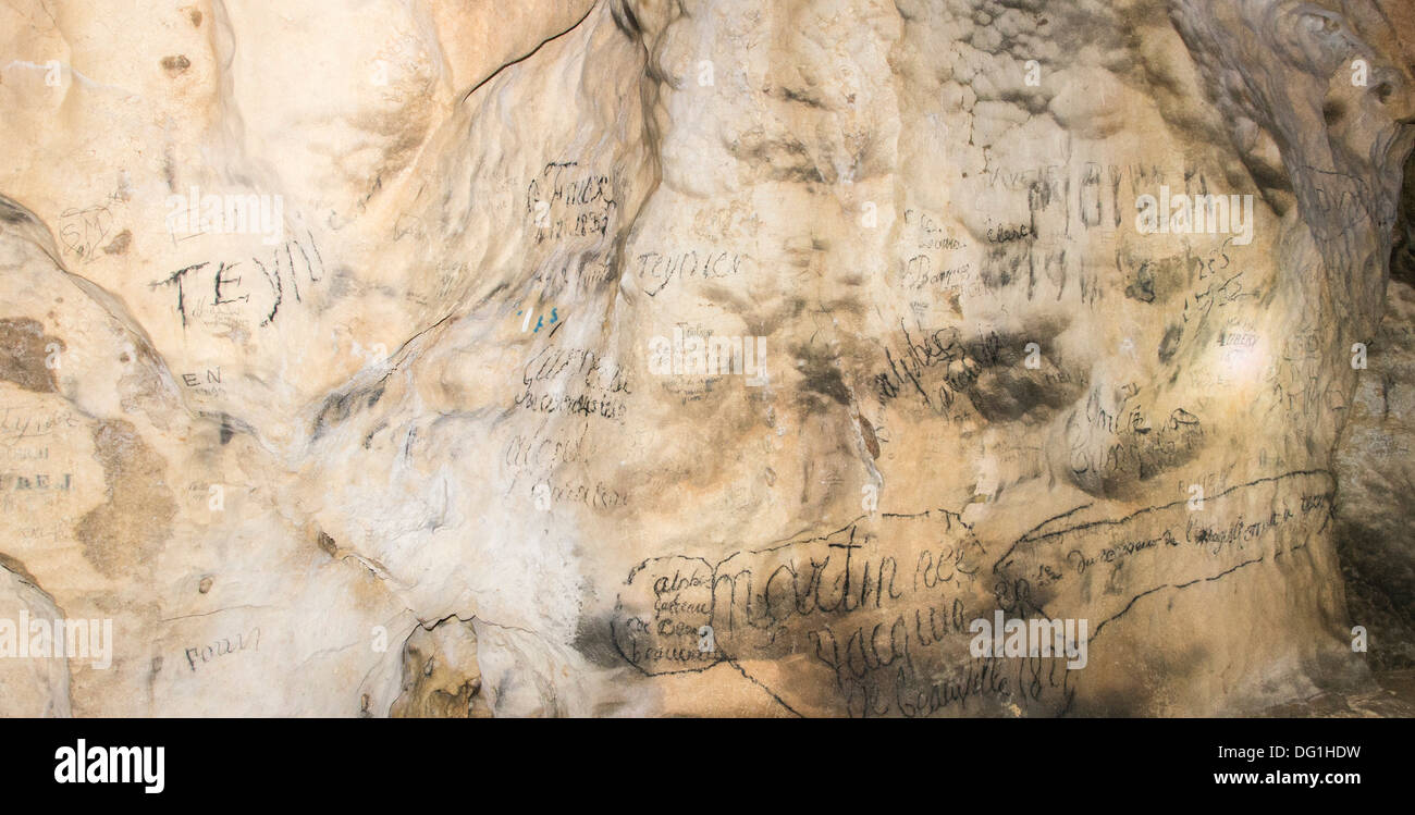 France, Ariège - Lombrives, limestone hillside cave system near Ussat ...