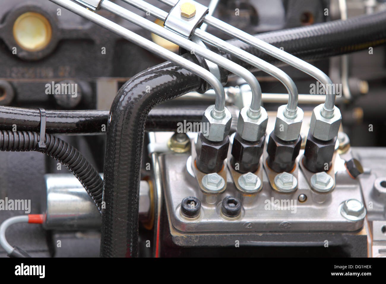 supply system for diesel fuel, clean motor block, diesel engine detail ...