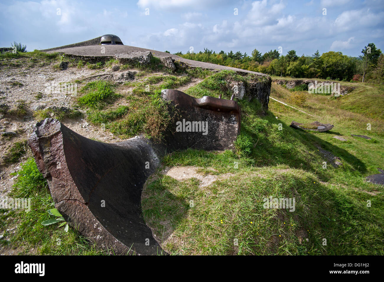 Demolished WW1 turret of the of the First World War One Fort de Vaux at ...