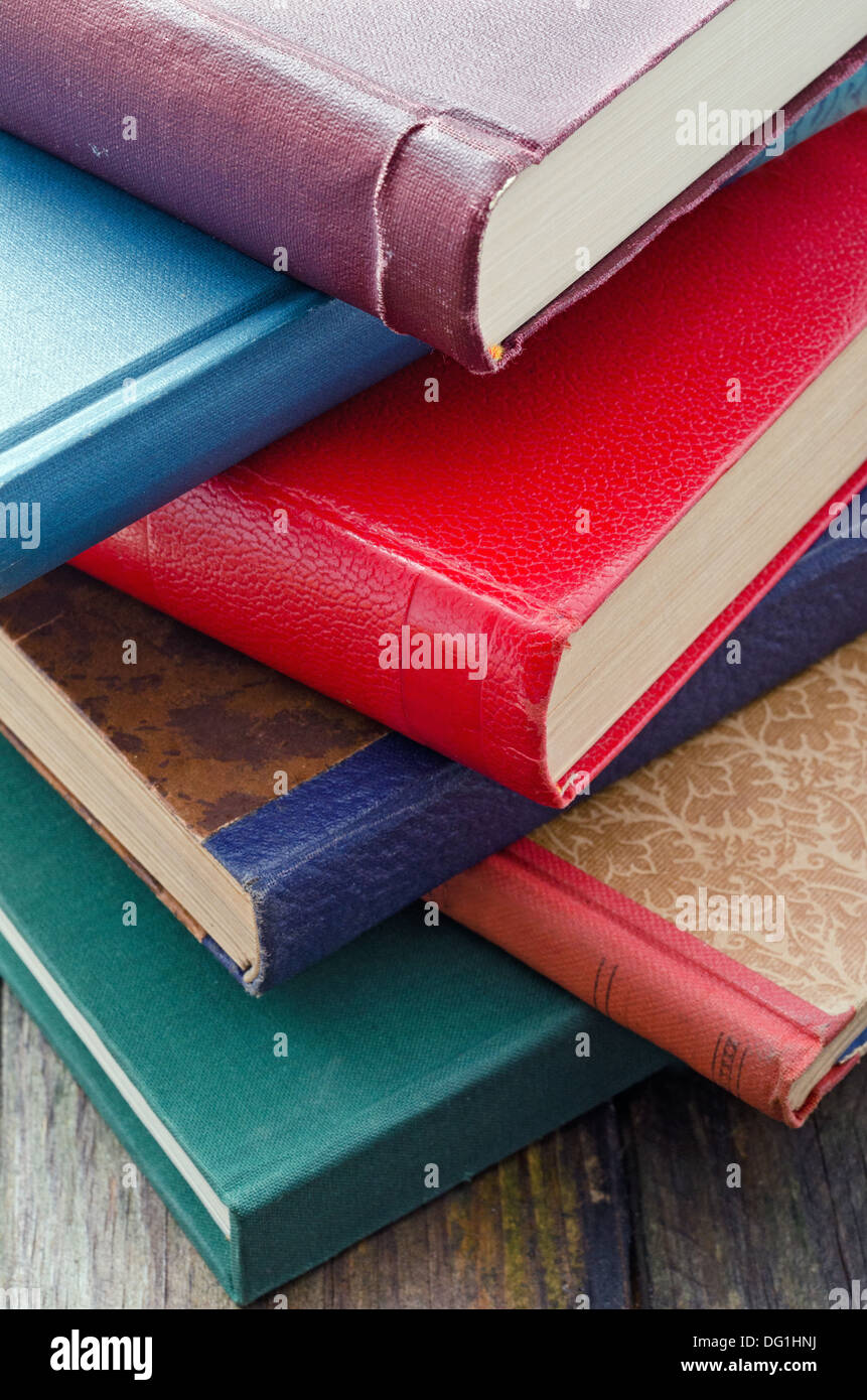 Old school books stacked on hi-res stock photography and images - Alamy