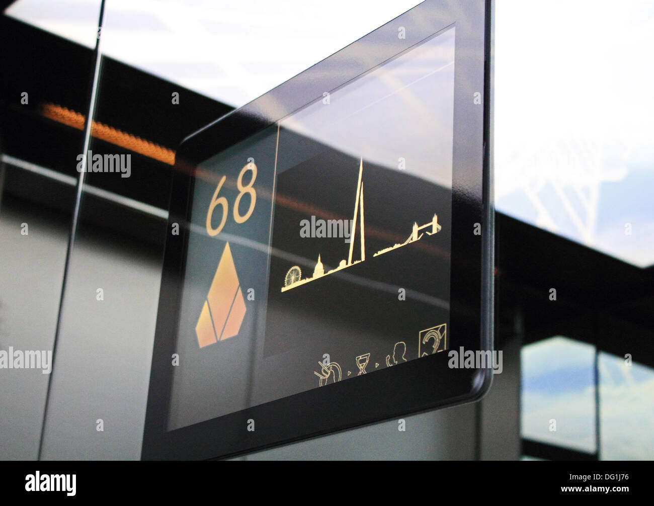 Inside the lift at the 68th floor of the Shard, London, England, UK ...