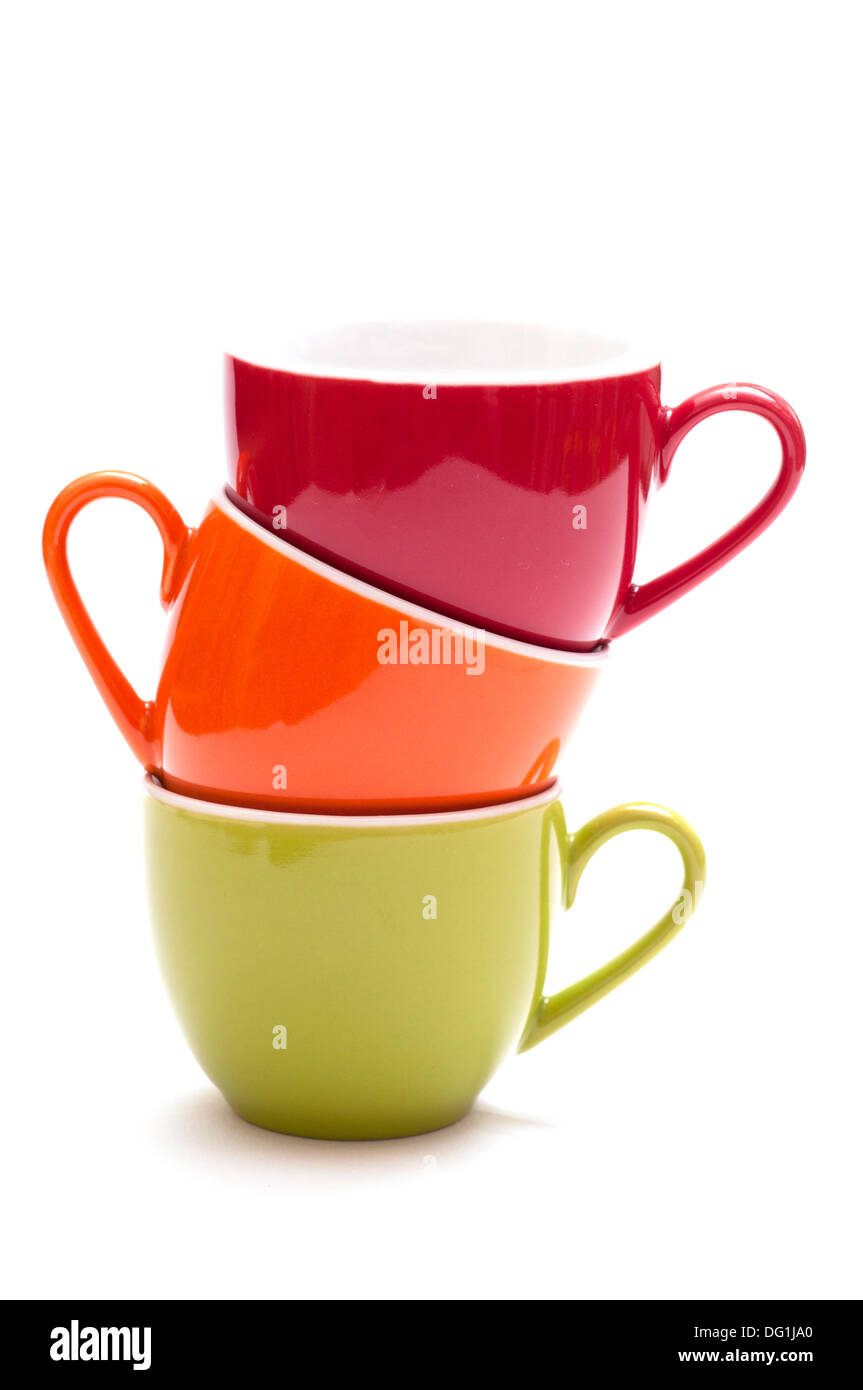 Coloured stacked mugs for espresso coffee Stock Photo - Alamy