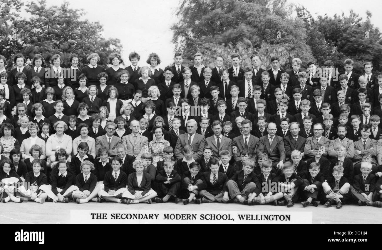 Panoramic school photograph taken in 1962 at Wellington Secondary ... Panoramic school photograph taken in 1962 at Wellington Secondary ...