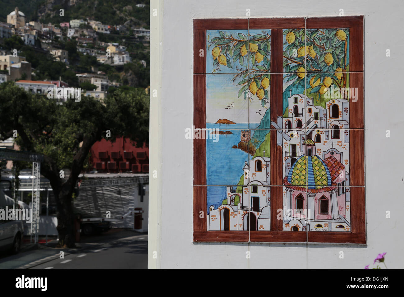 detail of tiles on a wall in Positano, Italy Stock Photo - Alamy