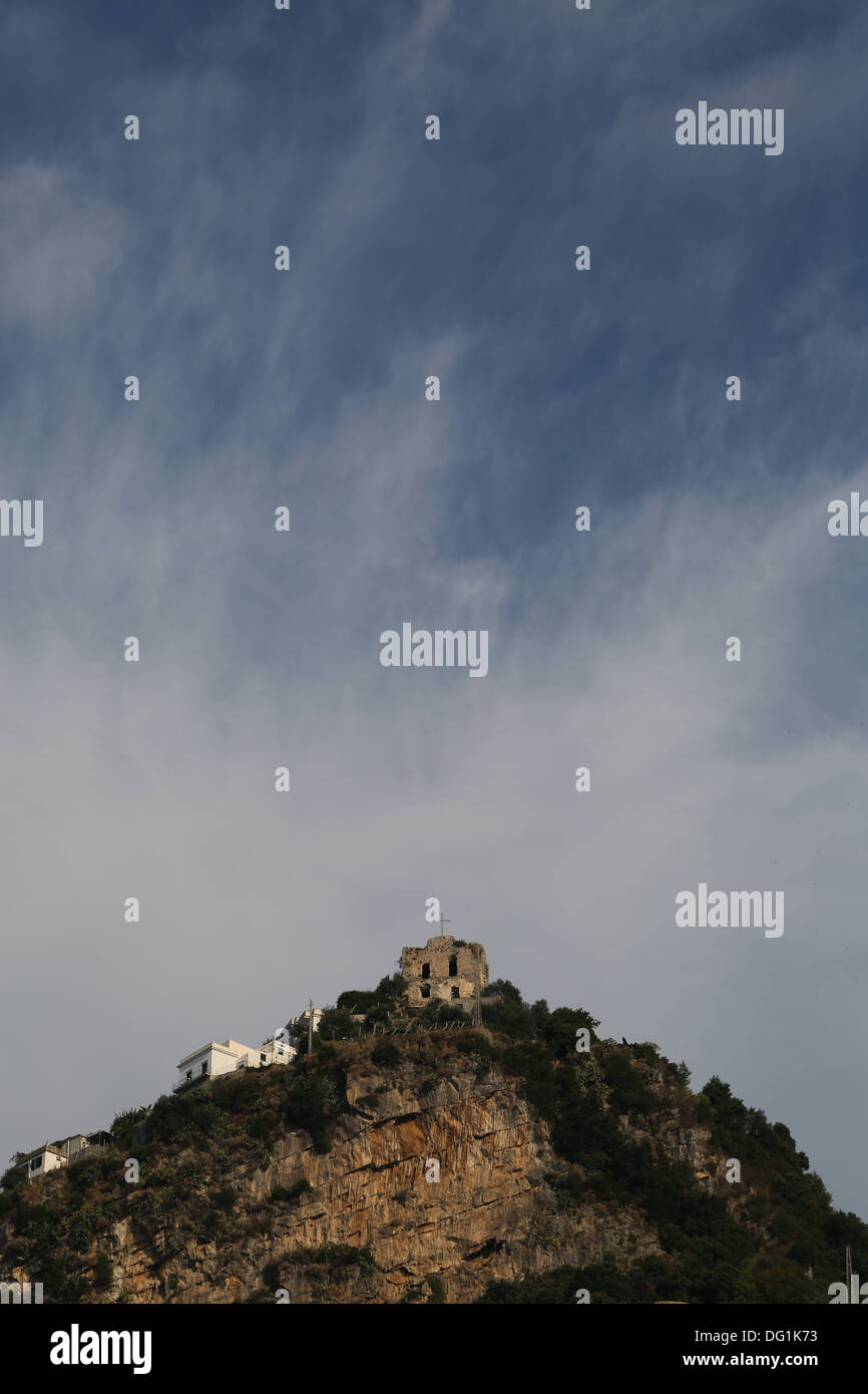 chapel ruins west of Amalfi on top of cliff, Italy Stock Photo - Alamy
