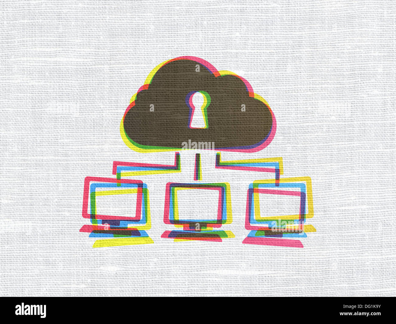 Security concept: Cloud Network on fabric texture background Stock ...