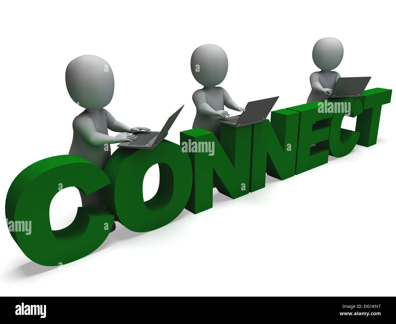 Connect Word 3d Character Shows World Wide Web Stock Photo - Alamy